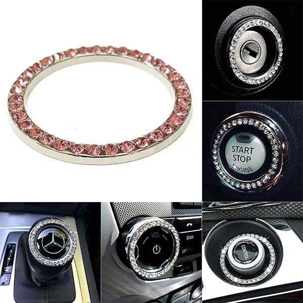 付属の両面テープを剥がして付けるだけの簡単装着サイズ：外径　3.8cm、内径　3.1cm、厚さ　0.3cm素材：合金　クリスタルストーン※サイズが合えば、どの車種でも取付可能※説明書なし、簡易包装※定形外郵便： 日時ご指定不可※配達紛失等の...