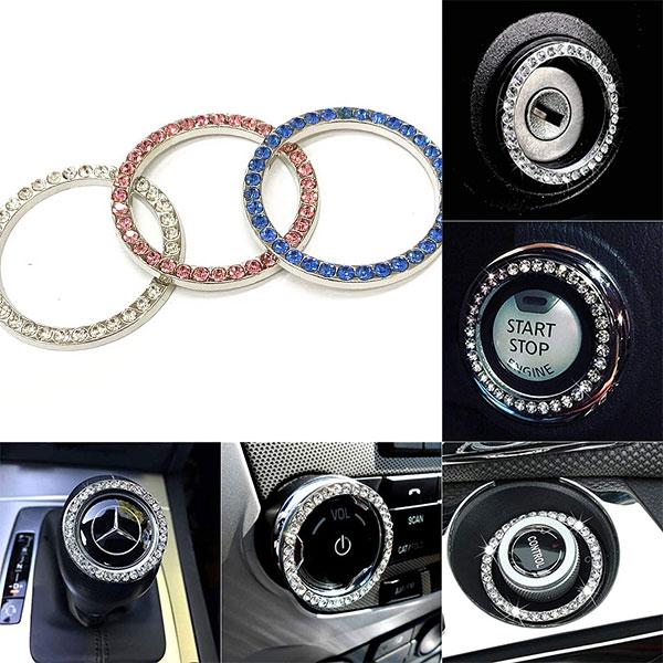 付属の両面テープを剥がして付けるだけの簡単装着サイズ：外径　3.8cm、内径　3.1cm、厚さ　0.3cm素材：合金　クリスタルストーン※サイズが合えば、どの車種でも取付可能※説明書なし、簡易包装※定形外郵便： 日時ご指定不可※配達紛失等の...