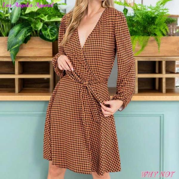 :::::: ロサンジェルス アパレル ::::::インポート from LA, USA秋冬コーデに映える　配色デザインが印象的なニットワンピース柔らかくほっこりとしたニット素材が　暖かく快適な着心地を叶えますストレッチ入り素材で動きやすく...