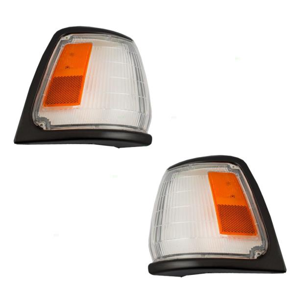 商品名:  Brock Replacement Set Driver and Passenger Park Signal Front Marker Lights Lamps with Black Trim Compatible with 1...