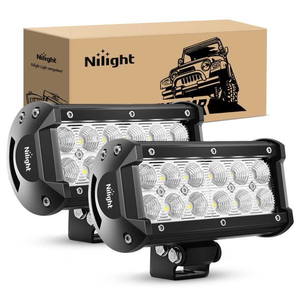 商品名: Nilight LEDライトバー2個入り36 W 6.5インチフラッドLEDオフロードライトスーパー明るい駆動フォグライトボートライト運転ライトLED作業ライトSUVジープランプ、2年保証 Nilight - 60002F-B L...