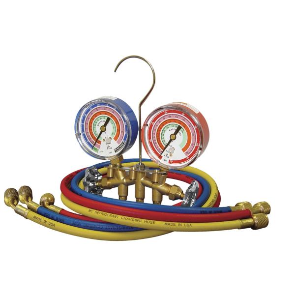 商品名: Mastercool 59136 2ウェイヘビーデューティー真鍮マニホールドゲージセット 3 1/8インチシリコン減衰ゲージと1/4インチSAEフィッティング付き R410a、R22、R404A用 - 米国で組み立て&amp;テス...
