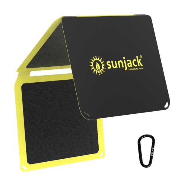 商品名: SunJack 15W ソーラー充電器 ポータブルソーラーパネル USB付き 携帯電話 タブレット バックパッキング、キャンプ、ハイキングなどに SunJack 15 Watt Foldable IP67 Waterproof E...
