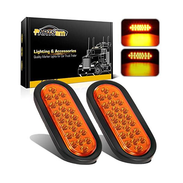 商品名: Partsam 6インチ オーバルアンバーLEDトレーラーライト 24LED 6インチ オーバルLEDウィンカーとパーキングライト フラッシュグロメットマウント 密閉型 12V RV トラック トレーラー ピックアップ フロントバ...