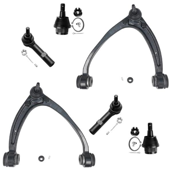商品名: 6点フロントサスペンションキット - フロントアッパー コントロール アーム&amp;ボールジョイント、フロント下部ボールジョイント2個はスチールコントロールアームのみに適合、プレスイン。 Detroit Axle - Front...