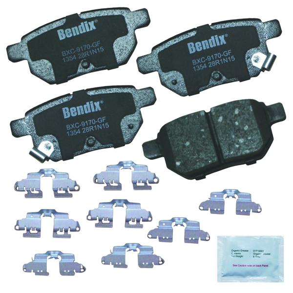商品名: Bendix プレミアム 銅不使用 CFC1354 セラミックブレーキパッド (取り付けハードウェア背面付き) Bendix Priority1 CFC1354 Ceramic Rear Brake Pads for Select...