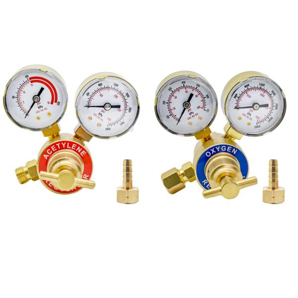 商品名: iMeshbean〓 2点セット ソリッド真鍮 酸素&amp;アセチレンレギュレーター ガスゲージ ビクターガス溶接トーチ 切断溶接機キット 2 Pieces Oxygen and Acetylene Regulator Set,...