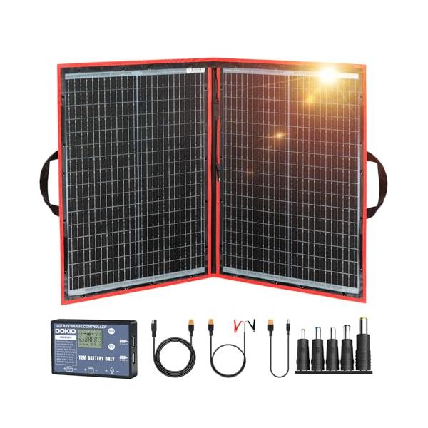 商品名: DOKIO 充電コントローラ有する110ワット12ボルト 単結晶折り畳み式 DOKIO 110w 18v Portable Foldable Solar Panel Kit (21x28inch, 5.9lb),Solar Con...
