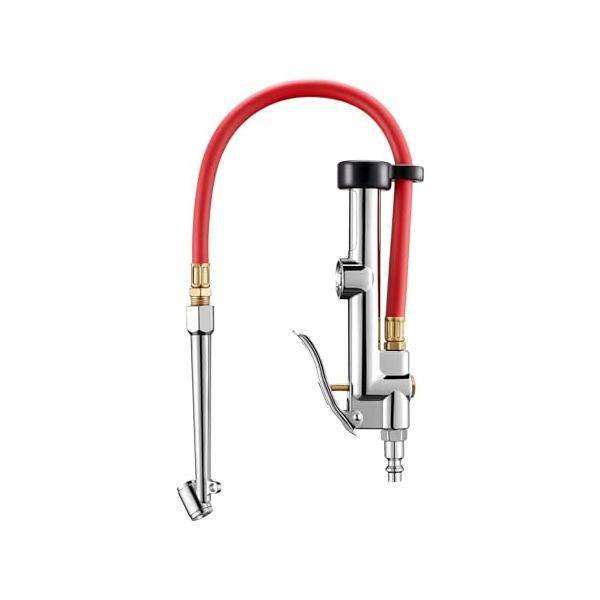 商品名: AstroAI 圧力計、ゴムホースと デュアルヘッド 商用グレード ヘビーデューティーRVエアチャックコンプレッサー付属品タイヤinフレータ 120 PSI 銀 AstroAI 25.6'' Heavy-Duty Tire Pre...