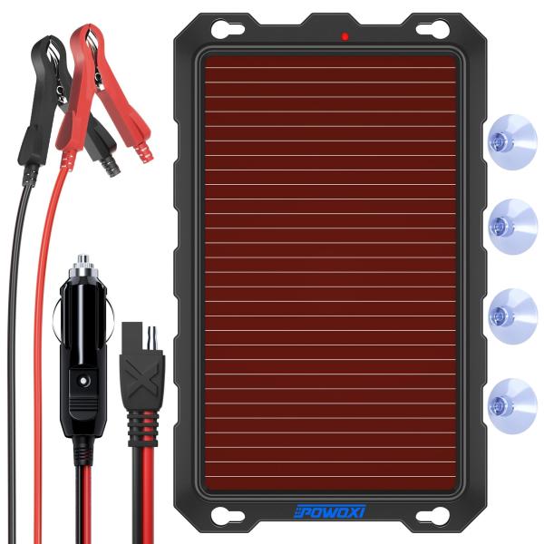 商品名: POWOXI 3.3W-ソーラーバッテリートリクルチャージャーメンテナー -12V ポータブル防水ソーラーパネルトリクル充電キット、車、自動車、オートバイ、ボート、マリン、RV、トレーラー、パワースポーツ、スノーモービルなど用 P...