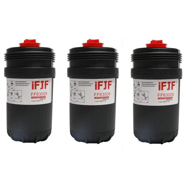 商品名: iFJF FF63009 燃料フィルター 5303743用 FF63008エレメントFH22168用 高性能B/Lシリーズエンジンろ過 汚染保持キャップ保護 燃料システム寿命 (1セット) ブラック iFJF-FF63009-3 ...
