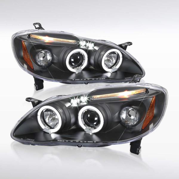 商品名: Autozensation トヨタ カローラ ブラック LED ヘイロー プロジェクター ヘッドライト ペア Autozensation Compatible with 2003-2008 Toyota Corolla, Left...