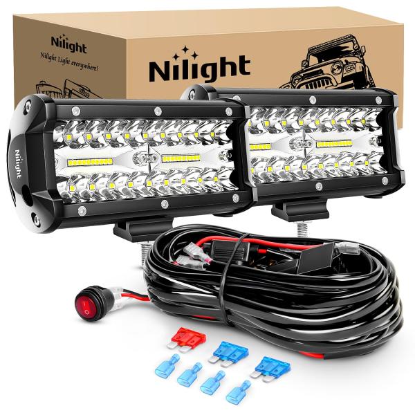 商品名: Nilight ZH303 2PCS 6.5 Inch 120W Spot &amp; Flood Combo Driving 16AWG Wiring Harness for Led Work Light Triple Rows...