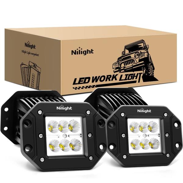 商品名:  Nilight LED Pods 4PCS 18W Flood Flush Mount LED Work Light Driving Lights Led Light Bar Off Road Fog Lights for Je...