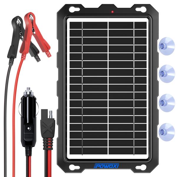 商品名: POWOXI ソーラーバッテリー充電器車、車 バッテリー、ポータブル防水太陽電池メンテナ用 9ワット12V POWOXI-9W-Solar-Battery-Trickle-Charger-Maintainer -12V Porta...