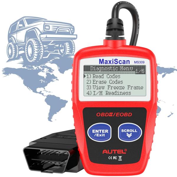 商品名: Autel MaxiScan MS309 OBD2 エンジンライト障害コードリーダー、コードの読み取りと消去、フリーズフレームデータの表示、I/M Readiness Smog CAN診断スキャナーの取得 Autel OBD2 S...