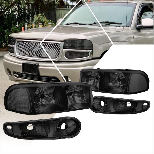 商品名:  PM PERFORMOTOR [4Pcs-Set] Headlights Assembly+Signal Lamps Compatible with 01-07 GMC Sierra/Yukon Denali,Smoked Le...