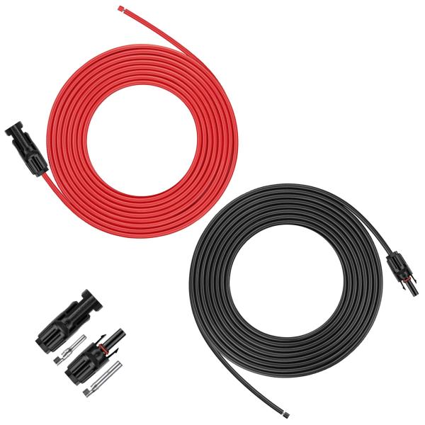 商品名: iGreely 20フィート 10AWG ソーラー延長ケーブル メスとオスコネクタ付き ソーラーパネルワイヤアダプター(20フィート レッド + 20フィート ブラック) iGreely 20 Feet 10AWG Solar E...
