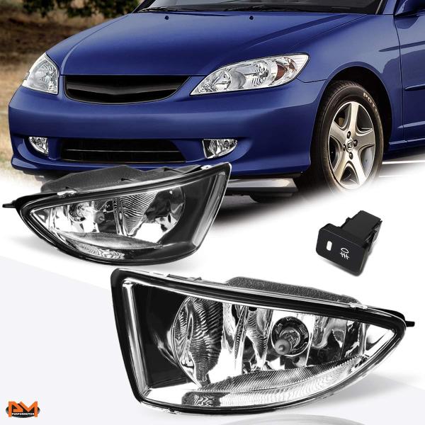 商品名:  Front Bumper Fog Lights Lamps w/Switch Compatible with Honda Civic Em2/Es1/Es2 04-05,Clear Lensブランド: PM PERFORMOTO...