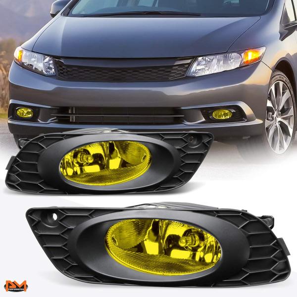 商品名:  Front Bumper Fog Lights Lamps w/Switch Compatible with Honda Civic 4-Dr Sedan 12,Amber Lensブランド: PM PERFORMOTOR高さ:...