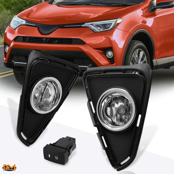 商品名:  PM PERFORMOTOR Front Bumper Fog Lights+Bezel+Switch Compatible with Rav4 Xa40 16-18,Clear Lensブランド: PM PERFORMOTOR...