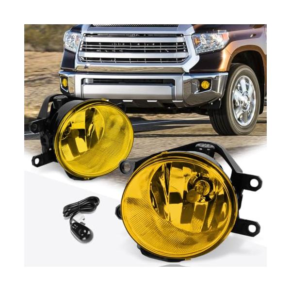 商品名:  PM PERFORMOTOR Front Bumper Fog Lights Lamps w/Switch Compatible with Corolla/Highlander/Tacoma 14-16,Amber Lensブラ...