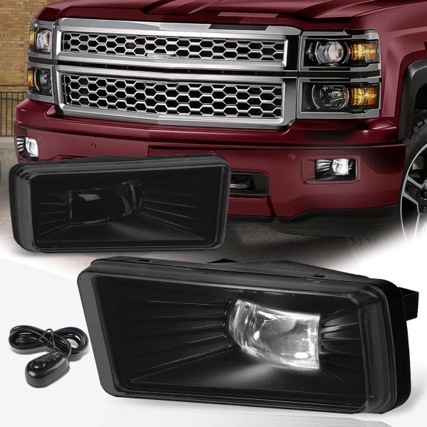 商品名:  PM PERFORMOTOR Front Bumper High-Power LED Fog Lights Lamps w/Switch Compatible with Chevy Silverado 2500HD 07-14,...
