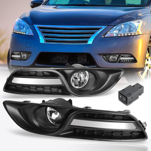 商品名:  PM PERFORMOTOR Front Bumper Fog Lights Lamps w/Switch Compatible with Sentra 4-Dr Sedan 13-16,Clear Lensブランド: PM P...