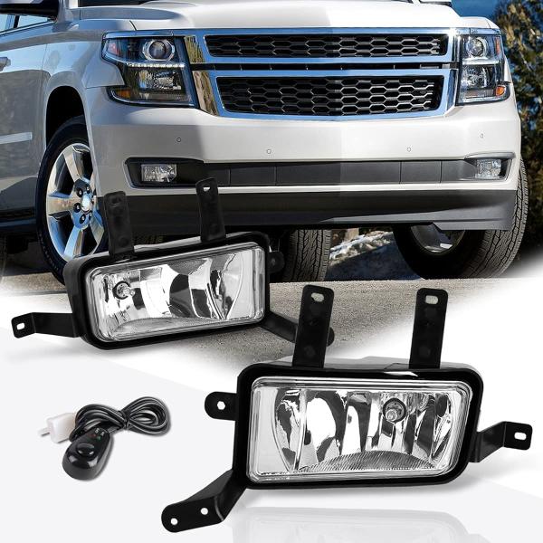商品名:  PM PERFORMOTOR Front Bumper Fog Lights Lamps w/Switch Compatible with Suburban Tahoe Yukon 15-20,Clear Lensブランド: P...