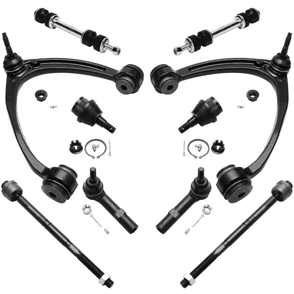 商品名: デトロイト車軸 - 10個入り フロントアッパーコントロールアーム ボールジョイント、インナーアウタータイロッド スウェイバー 2007〜2014年キャデラックシボレーGMCモデル 下部ボールジョイント付きスチールコントロールアー...