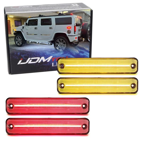 商品名: iJDMTOY アンバー/レッド フルLED サイドマーカーライトキット 2003-2009 Hummer H2 75-071-Clear-AR iJDMTOY Clear Lens Amber/Red Full LED Side...
