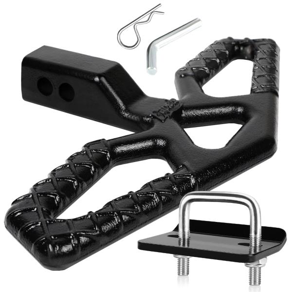 商品名: Eapele 牽引ヒッチステップ 2インチレシーバー用 ユニバーサル滑り止めバンパーガード 強力スチール 最大荷重10000ポンド トレーラー レッカートラック ピックアップ SUV ピックアップバン RV用 Eapele Tow...