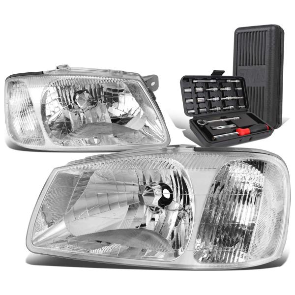 商品名:  Auto Dynasty OE Style Chrome Housing Clear Corner Headlight Lamps+Tool Kit Compatible with Accent 00-02ブランド: Auto ...