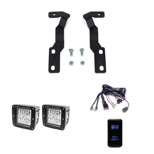 商品名: Cali Raised LED ロープロファイル ディッチ ライト ブラケットキット 2016-2023 Tacoma(3x2 18W LEDポッド(アンバー)とデュアル配線ハーネス、トールディッチライトスイッチ - ブルーバック...