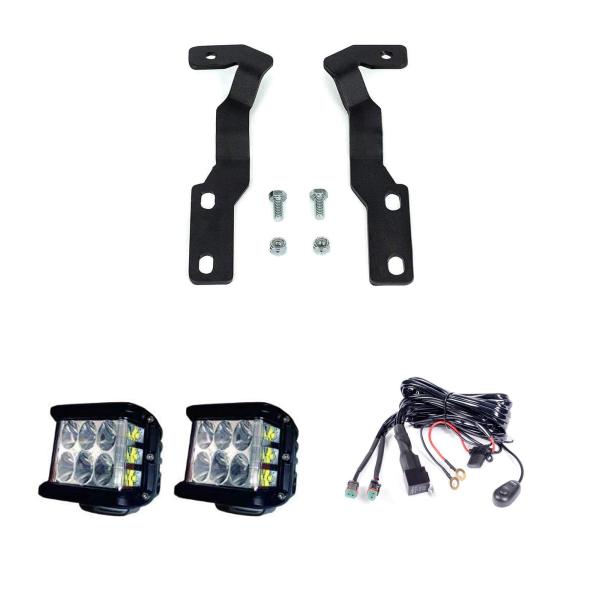 商品名: フードマウント ロープロファイル ディッチ ライト LED ポッドブラケット | 27W サイドプロジェクト LED ポッド | デュアルワイヤハーネス | 2016-2020 トヨタ タコマ Cali Raised LED Lo...