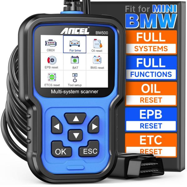 商品名: ANCEL BM500バッテリー登録ツール BMW Mini用 - エンジン付き全システムOBD2スキャナー ABS、SRS、ESP、SASシステム診断、CBS、EPB、ETC、BMS、PCM、オイルリセット用カーコードリーダー ...