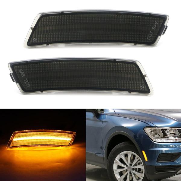 商品名:  NSLUMO Amber Front Bumper Led Side Marker Lights Compatible with 12-19 V'W Beetle 18-up V'W Ti-guan, Smoked Lens R...