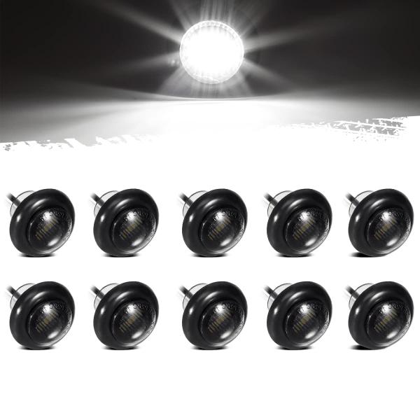 商品名: Partsam 10個 3/4インチ ミニ ホワイト LED サイドマーカー クリアランス ライト スモークブラックレンズ フラッシュ ハトメマウント 水中 トラック ボート トレーラー ピックアップ 3/4インチ LED マーカ...