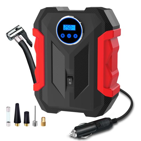 商品名: イヤインフレーター 空気入れ エアコンプレッサー DC-12V Red Digital Air Compressor for Car Auto Pump Portable Tire Inflator with LED Light ...