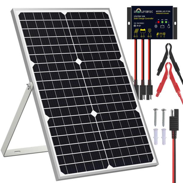 商品名:  SOLPERK Solar Panel Kit 30W 12V, Solar Battery Trickle Charger Maintainer + Upgrade Waterproof Controller + Adjust...