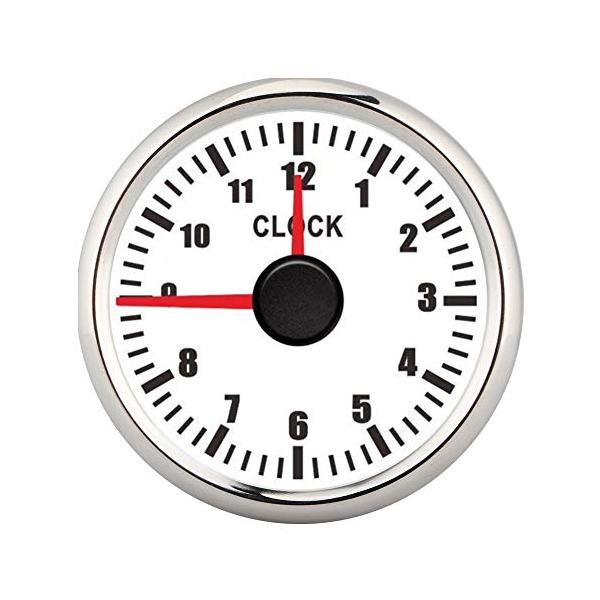 商品名: ダッシュボード タイムクロック 2インチ ユニバーサル 0-12 時間計 時計 計器 パネル ゲージ ディスプレイ レッドバックライト 12V/24V 車 ボート ヨット用 ホワイト 文字盤 シルバーフレーム Dashboard ...