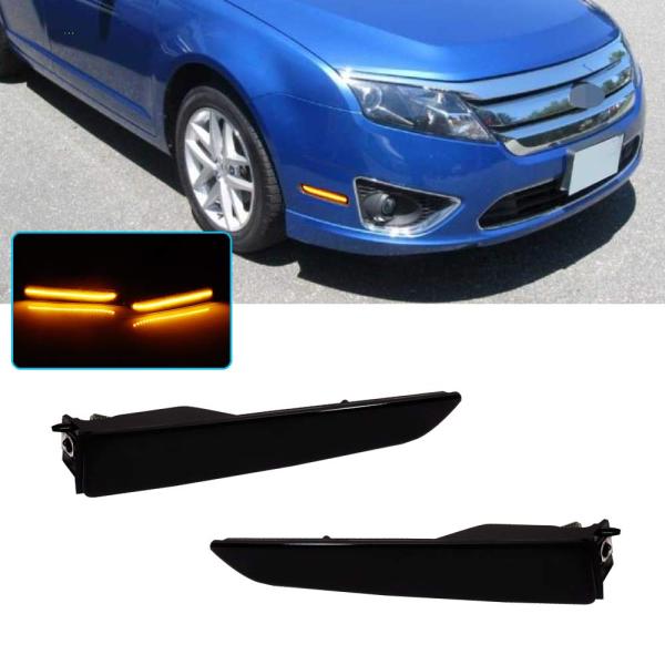 商品名: Adiil スモークレンズ アンバー LED フロントバンパー サイドマーカー シグナルライト ランプ 交換キット 2010 2011 2012 フォード フュージョン対応 Adiil Smoked Lens Amber Led ...