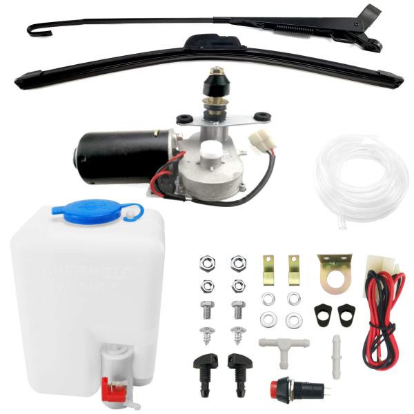 商品名:  Electric UTV Windshield Wiper Kit, 12V Electric Motor, Universal Power Wiper Kit (90° Wipe Sweep) with Washer Pump...