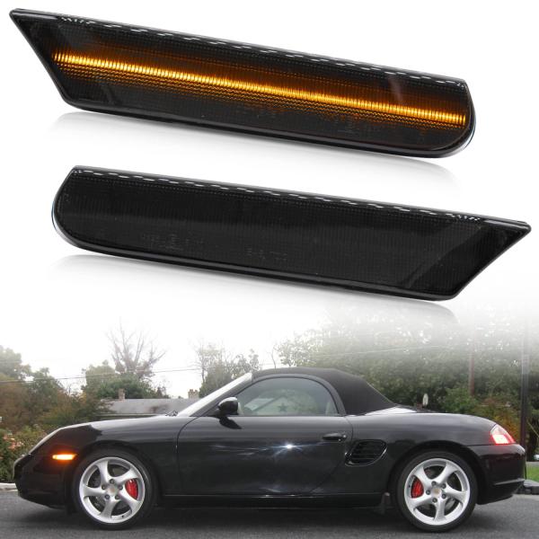 商品名:  NSLUMO Led Side Marker Lights for Porsche 1997-2004 986 Box'ster 996 Carrera 911 Smoked Lens Amber LED Front Bumpe...