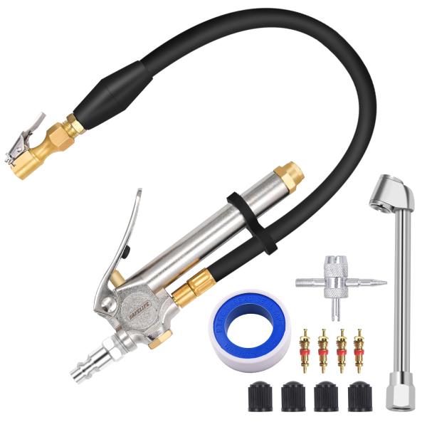 商品名:  SAFELIFE Heavy Duty Tire Inflator with Pressure Gauge, 120PSI Brass Slide Tire Pressure Gauge 18 Inch Air Hose wit...