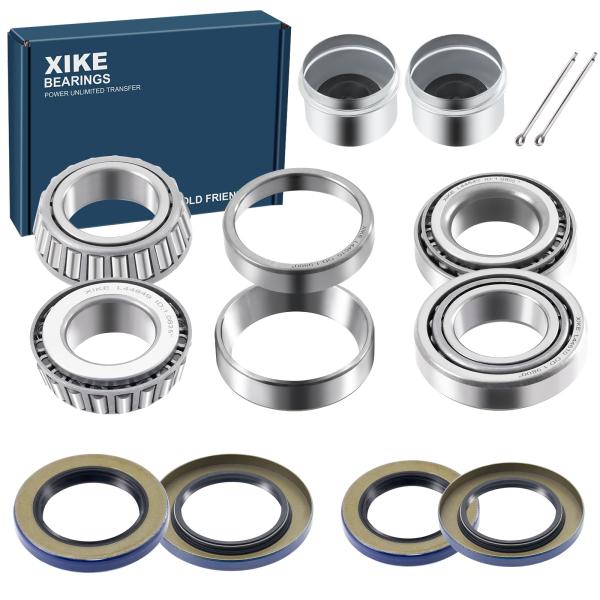 商品名: XiKe 2セット 1-1/16インチ車軸トレーラーホイールハブキット、L44649 L44610ベアリング、12192TB、15192TB /34823、10-60シール、OD 1.98インチダストカバーとコッターピンに適合。 ...