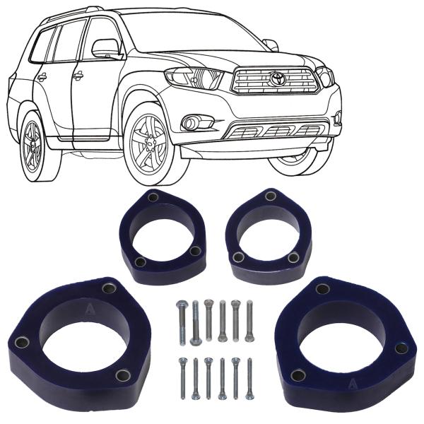 商品名: AUTOACER - 完全なリフトキット 40mm /1.6インチ スペーサー フロントストラット&amp;リアコイルスプリング用 非常にハイグレードなポリウレタン製 - ハイランダー2000-2013、ハリアー2003-2013...