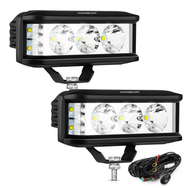 商品名: Auxbeam 5インチ 68W オフロードドライビングライト、6800LM サイドシューター LEDライトバー ホワイトスポットフラッドコンボビーム付き、防水オフロードフォグライト UTV ATV ジープ ラングラー モーター ...