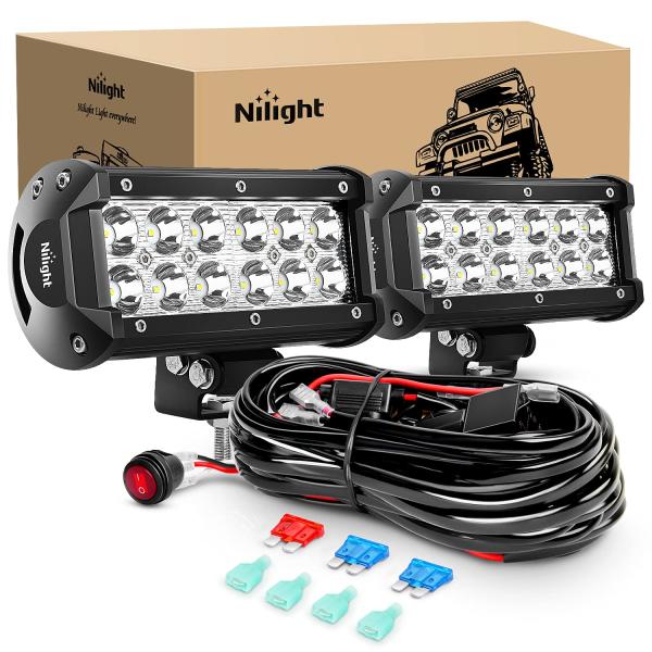 商品名:  Nilight LED Light Bar 2PCS 6.5 Inch 36W Spot Led Pods Led Off Road Driving Light with 16AWG Wiring Harness Kit-2 L...
