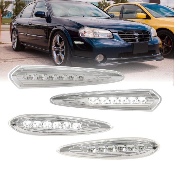 商品名:  USR DEPO 00-03 Maxima Side Marker Lights - Front + Rear White LED Bumper Sidemarkers Lamps (Left + Right) Compatib...